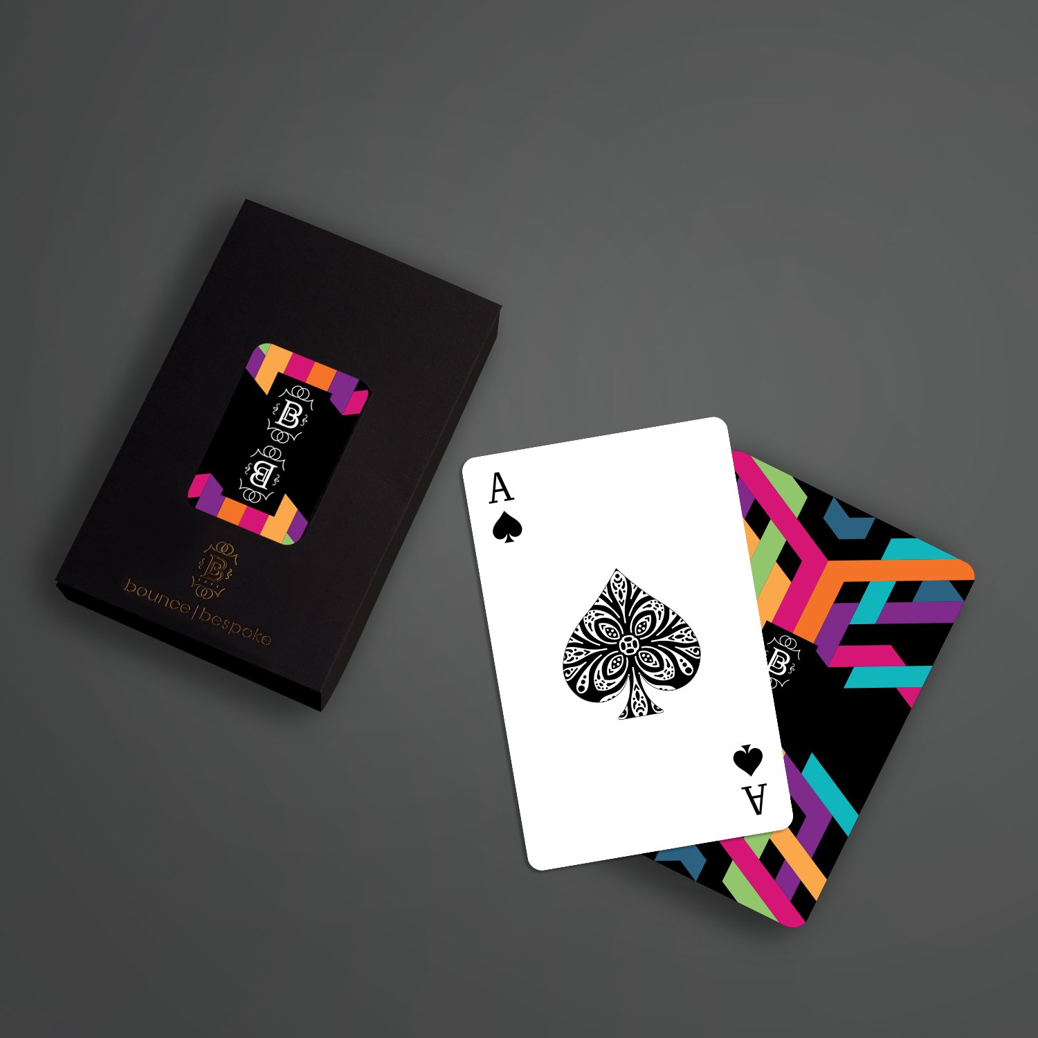Premium Playing Cards – Neon Black – Metallic/Matte PC 1006 – BounceBespoke