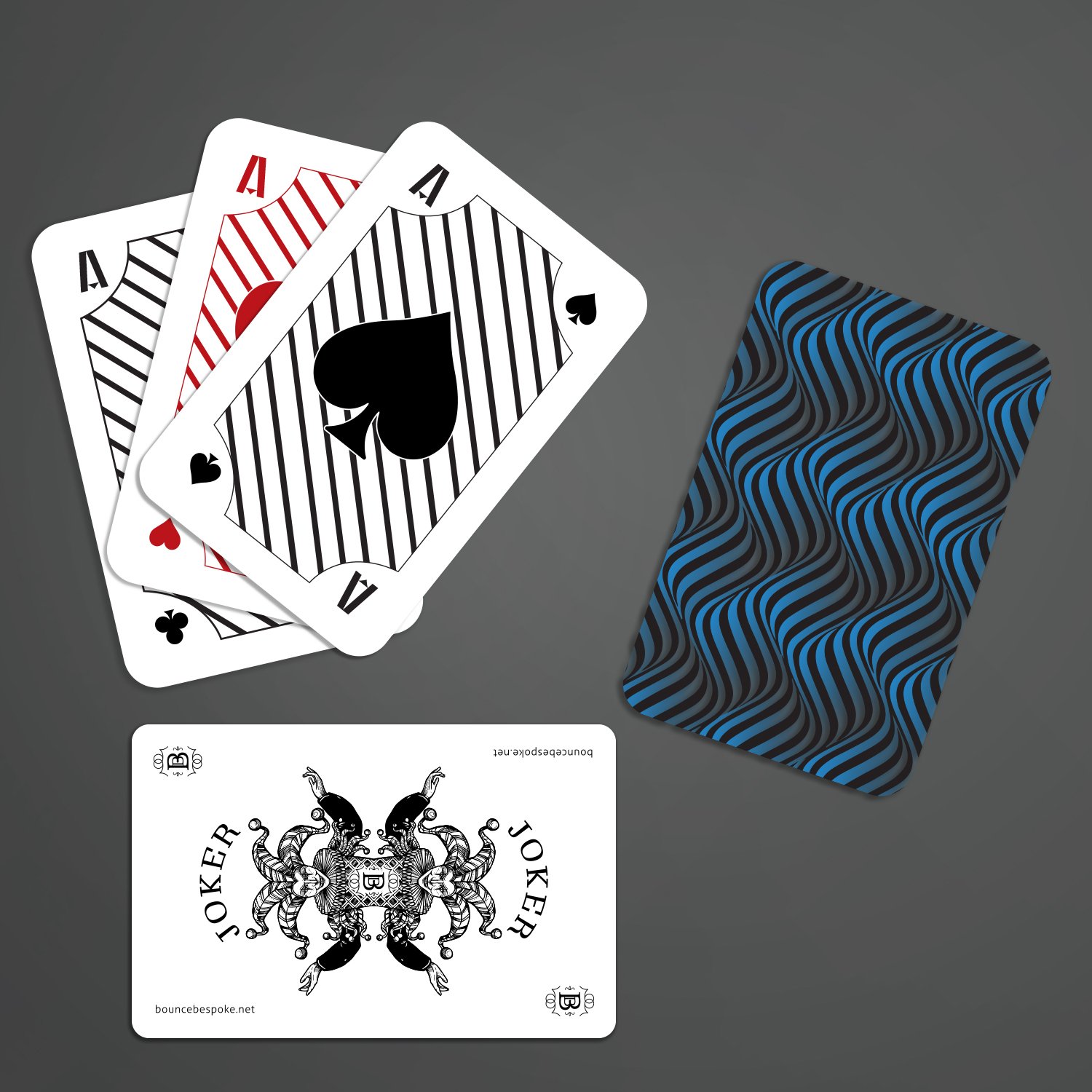 Premium Playing Cards – B & W – Metallic PC 1005 – BounceBespoke