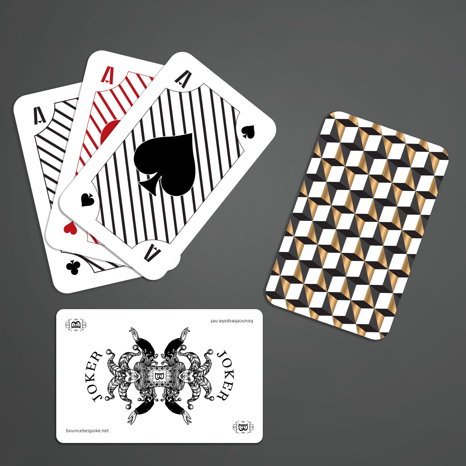 Premium Playing Cards – B & W – Metallic PC 1005 – BounceBespoke